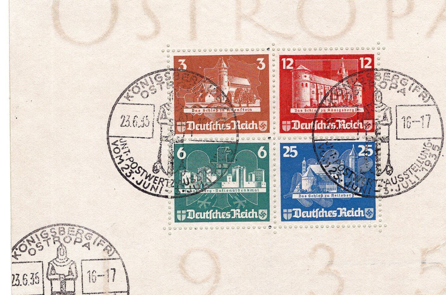 Germany 1935 Used SC B68 Ostropa SS on a Nazi Postcard XF 1100 Euros ...