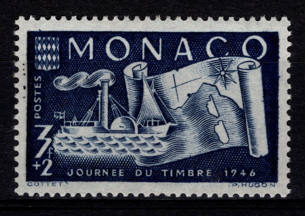 Monaco 1946 Stamp Day, 3f+2f [Unused] | Europe - Monaco, General Issue ...