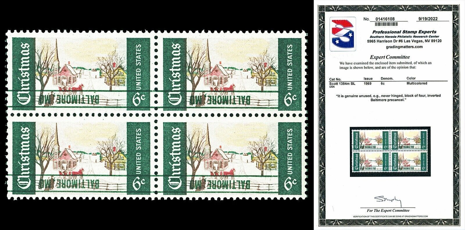 Scott 1384m 1969 6c Christmas Invert Error Issue MNH Block Cat $900 w ... Scott 1384m 1969 6c Christmas Invert Error Issue MNH Block Cat $900 w ...
