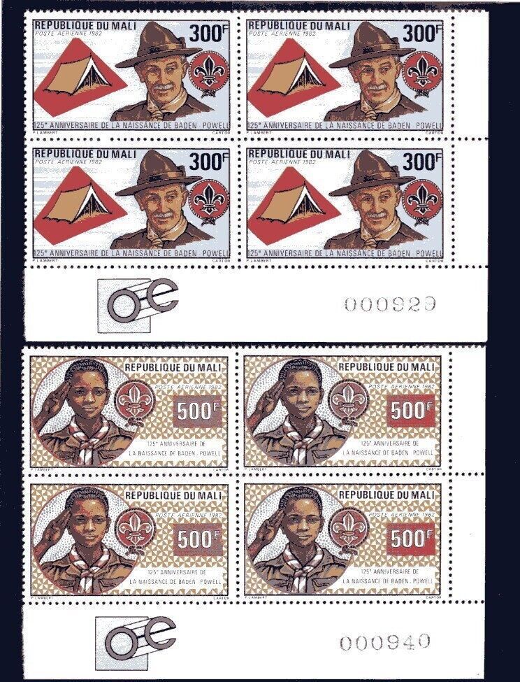 1982 Mali Boy Scouts 75th anniversary plate blocks | Africa - Mali ...