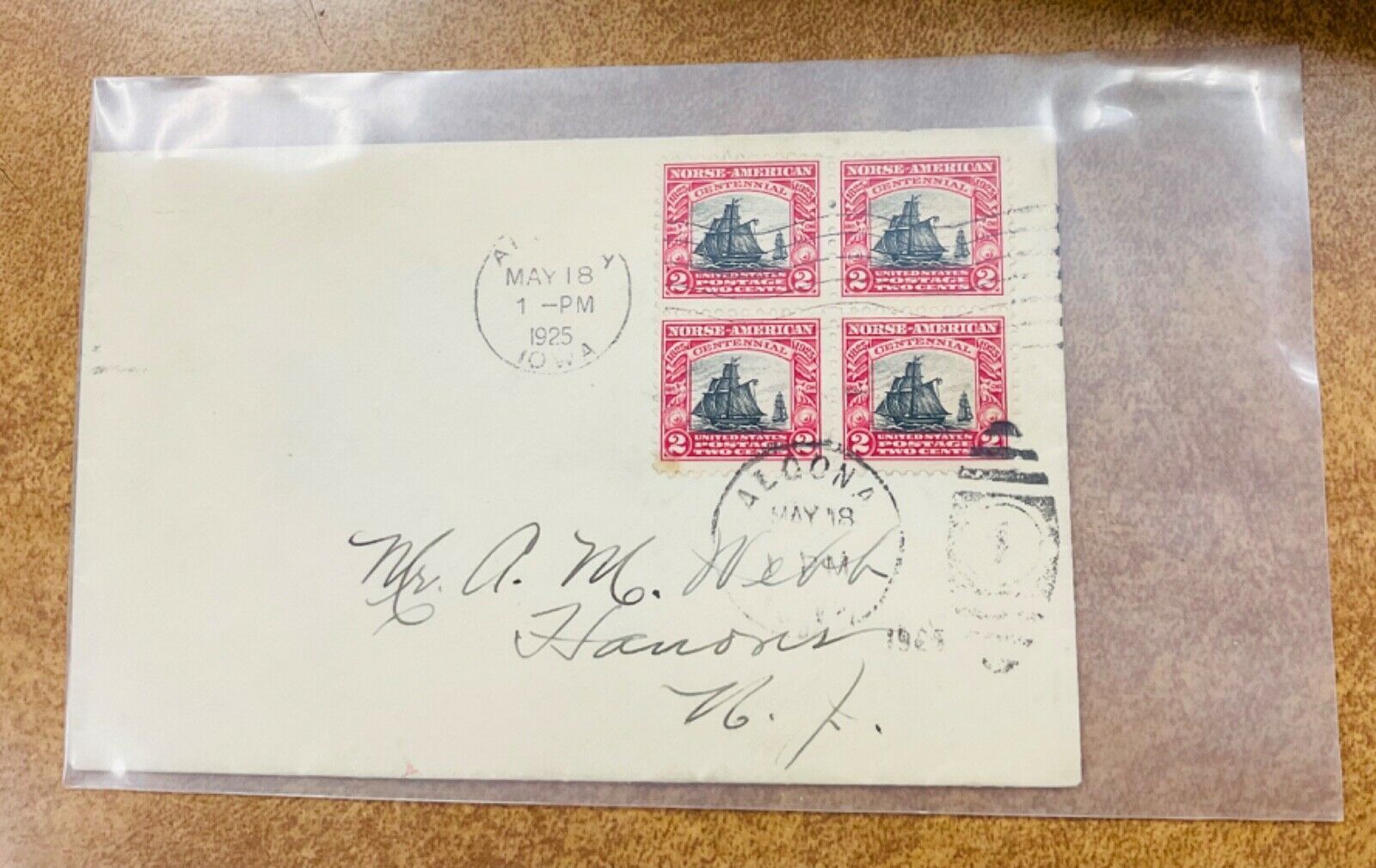 #620 Norse-American FDC 2c block of 4 1925 Algona Iowa | United States ...