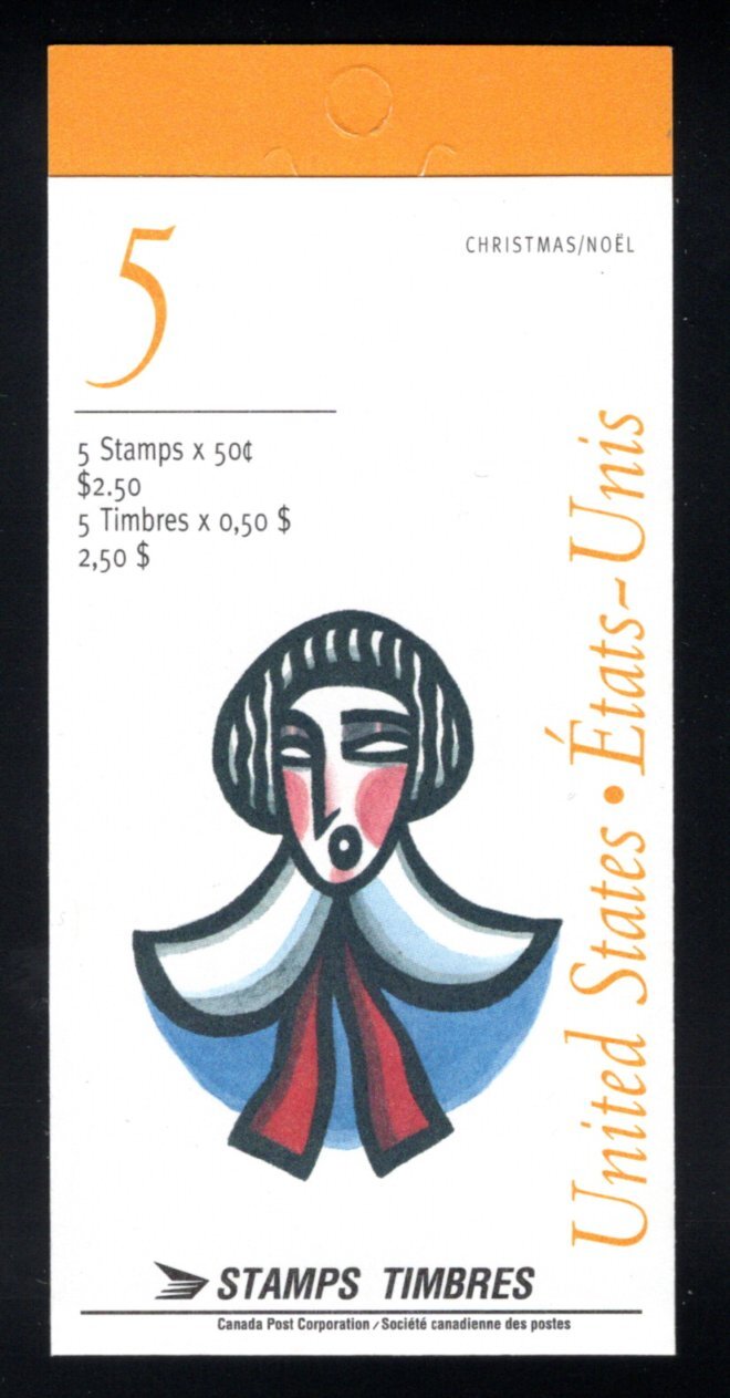 BK173, Scott, pane 1534a in cover, 5x50c+label, Christmas 1994 ...