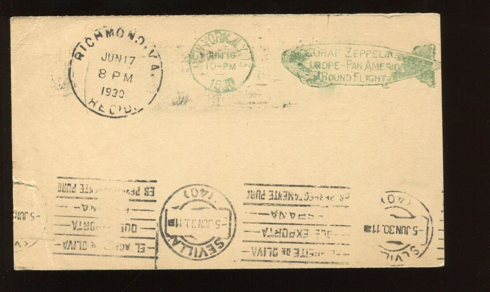 C13 Graf Zeppelin Air Mail Used Stamp on Uprated MAY 31 1930 Post Card ...