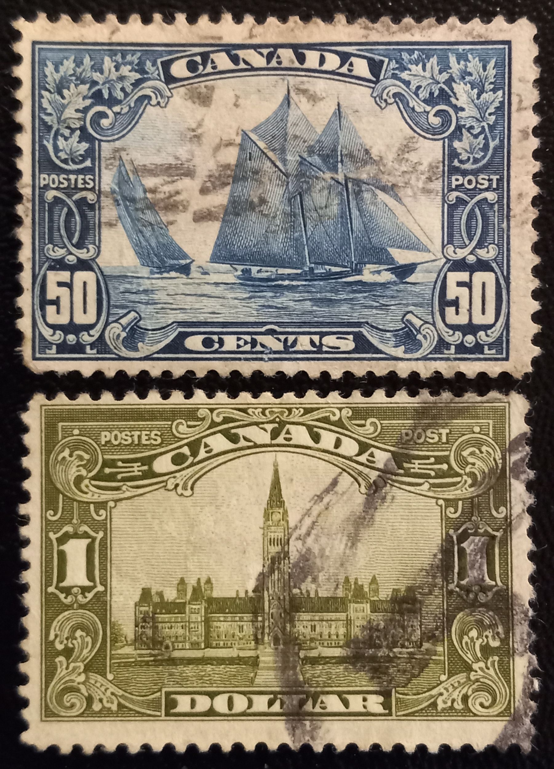 Canada 158-159 Used F-VF Scooner Blue nose + $1 Stamp 1929 | Canada ...