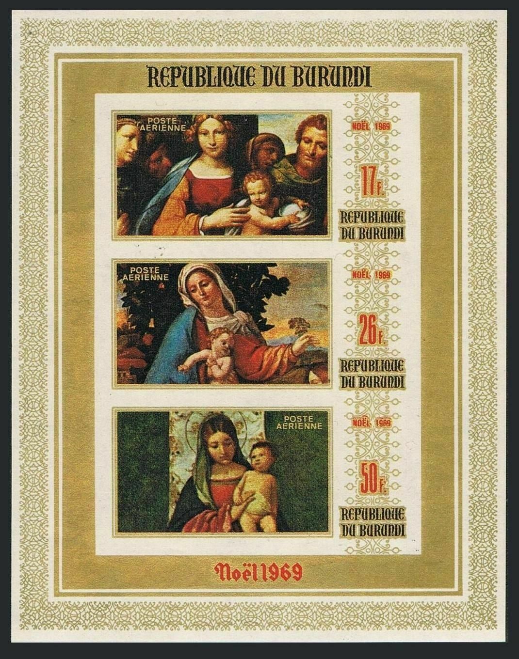 Burundi 305a,C109a imperf,MNH.Michel Bl.38B-39B. Christmas 1969.By ...