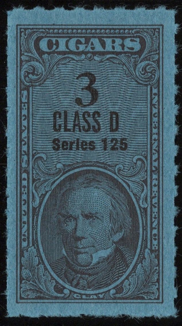 TC2633a Series 125: Class D Cigar Revenue Stamp: 3 Cigars (1955) NGAI ...