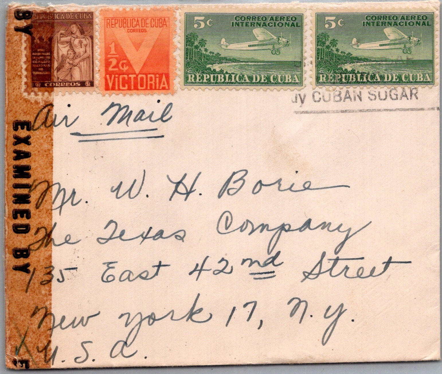 Cuba 1940-50 Postal History Wwii Censored Airmail Cover Addr USA ...