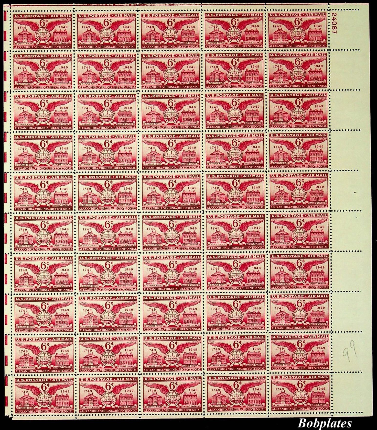 BOBPLATES #C40 Alexandria Upper Right Sheet of 50 24087 F-VF Mint NH ...