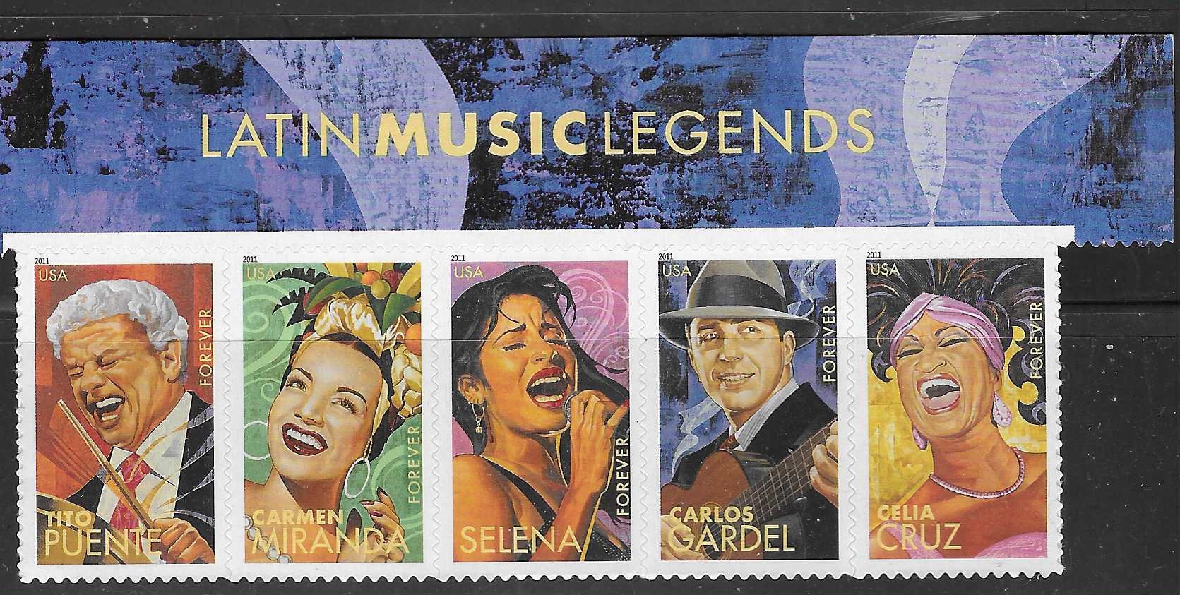 US#4497-4501 Forever "Latin Music Legends" Strip of 5 (MNH) CV $5.50 ...