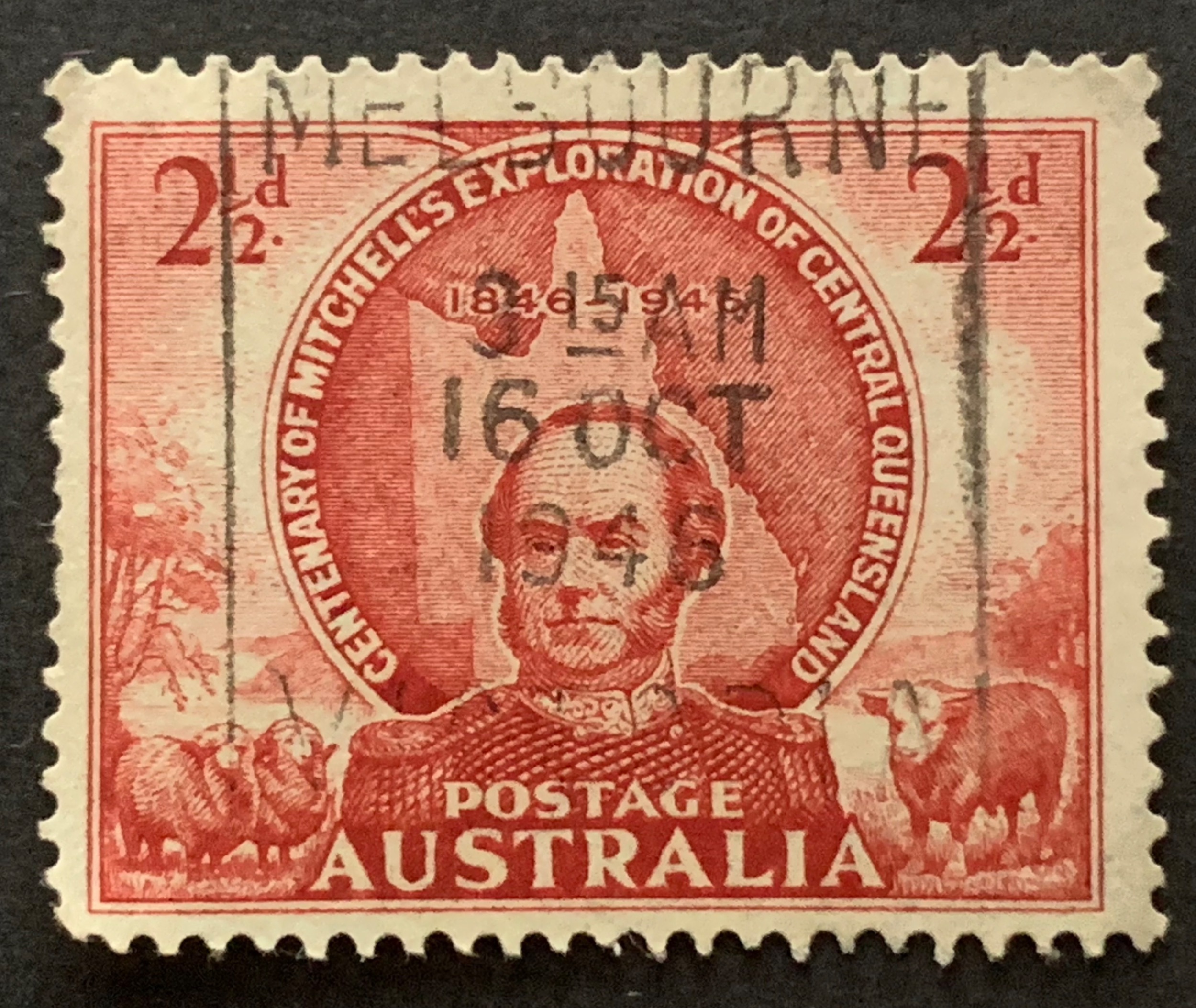 Australia 2d stamp , black cancelled postage used, refno:5014 ...