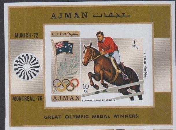 Ajman Sheet Imperf Olympic Games Horse Riding Medal Winners | Middle ...