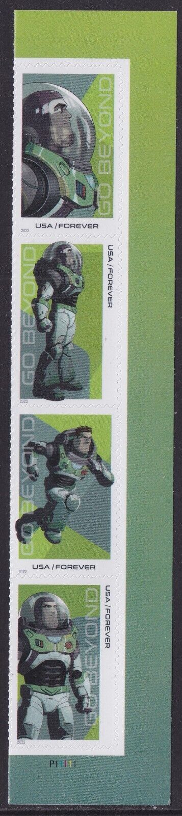US 5709-5712 5712b Go Beyond Buzz Lightyear forever plate strip LR 4 ...