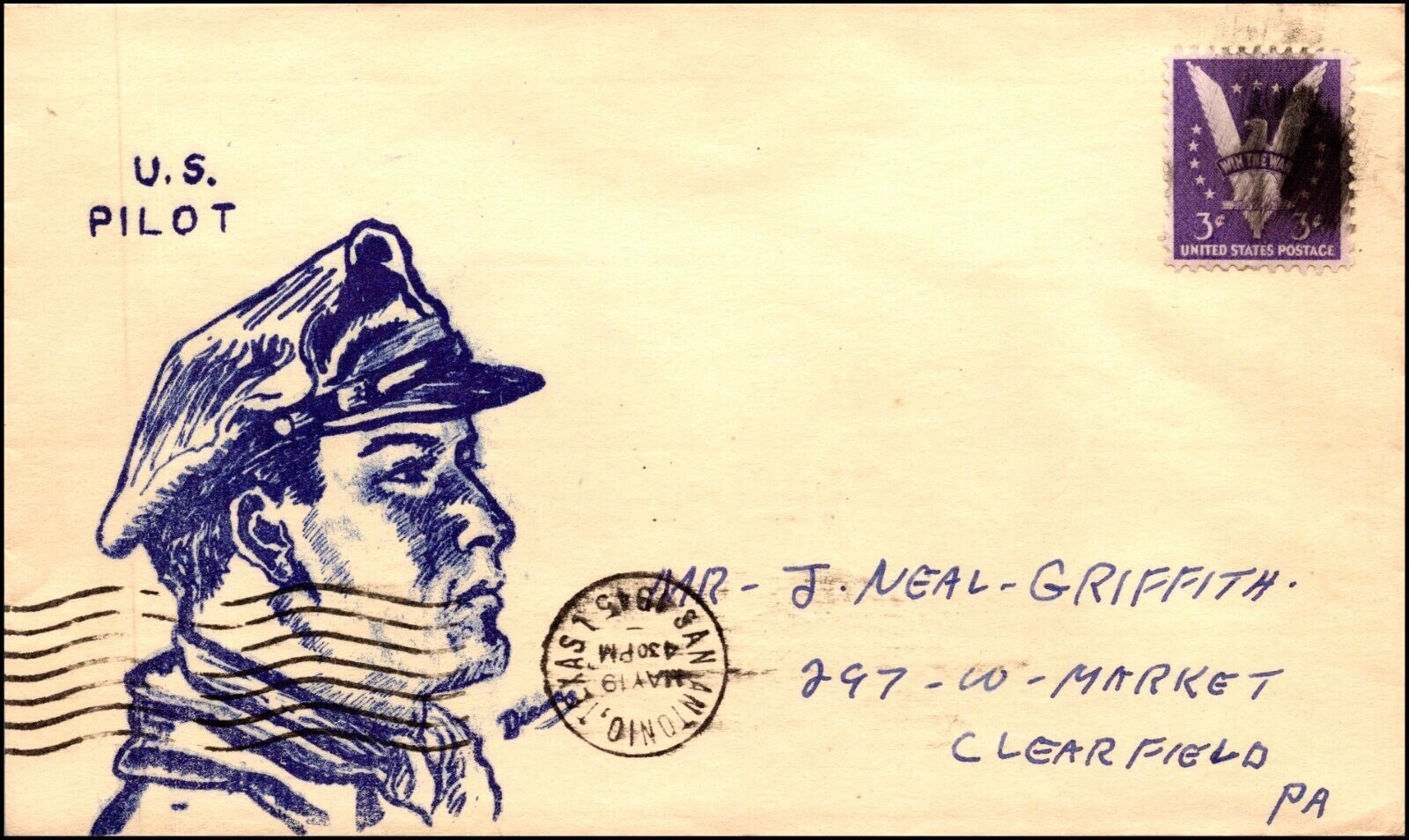 19 May 1945 WWII Patriotic Cover U.S. Pilot Showing Pilot Profile ...