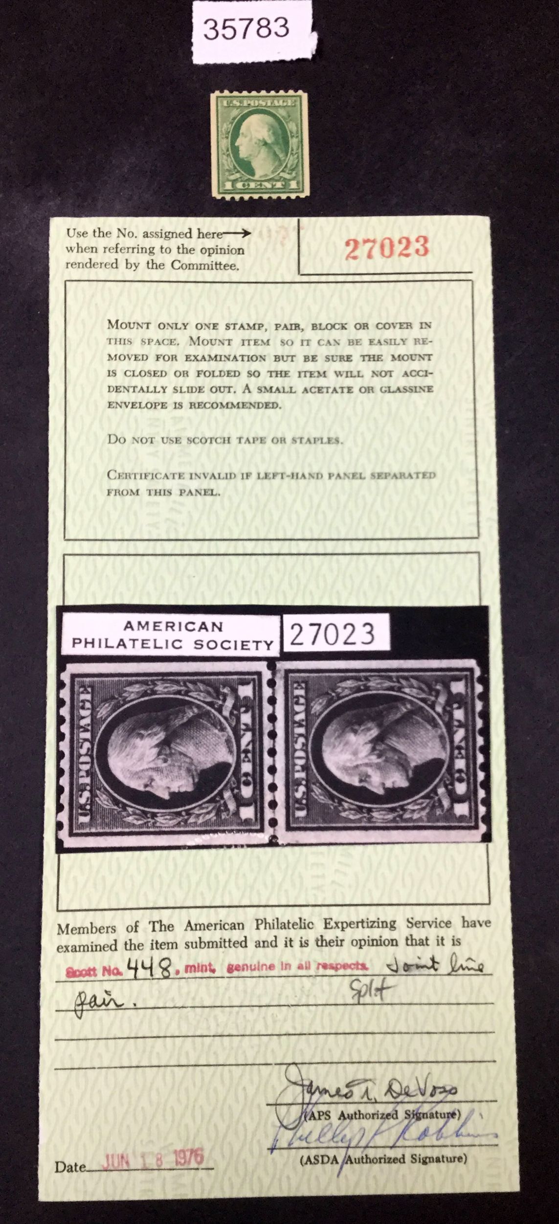 US Stamps #448 Mint OG NH XF **Aps Cert** LOT #35783 | United States ...