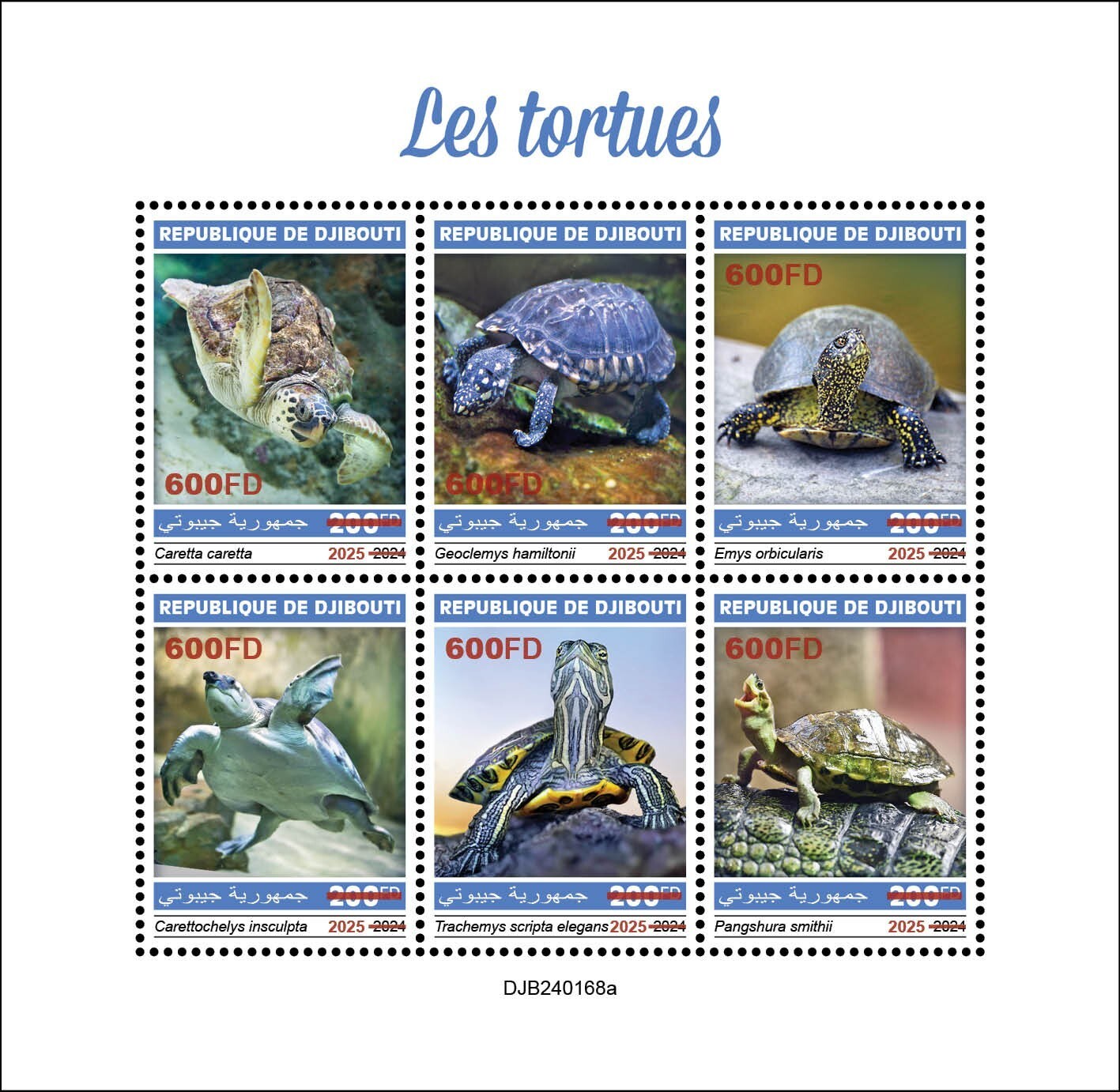Djibouti 2025 Ms6V - Overprint Original Packaging on 2024 - Turtle ...