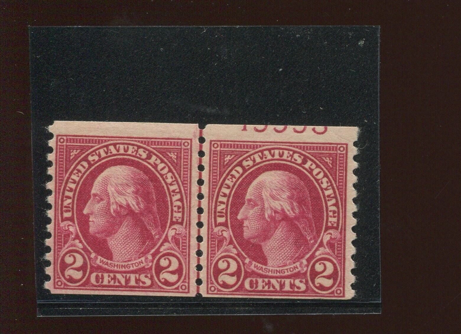 599b Washington Carmine Lake Line Plate # Line Pair of 2 Stamps w/PSAG ...