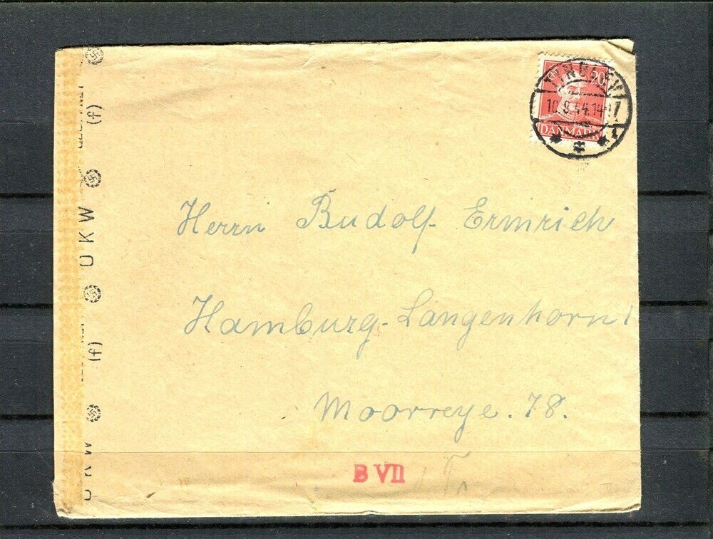 GERMANY; INCOMING WWII CENSOR COVER 1944 fine used from, Denmark ...