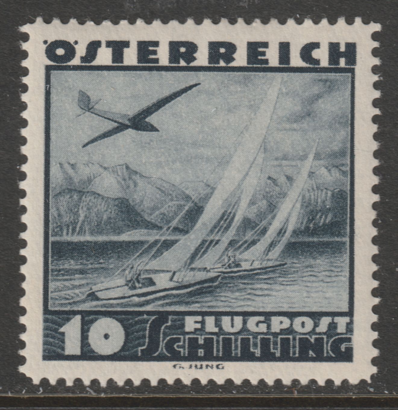 1935 Austria - Sc C46 - MH VF - 1 single - Plane over Seaplane and ...