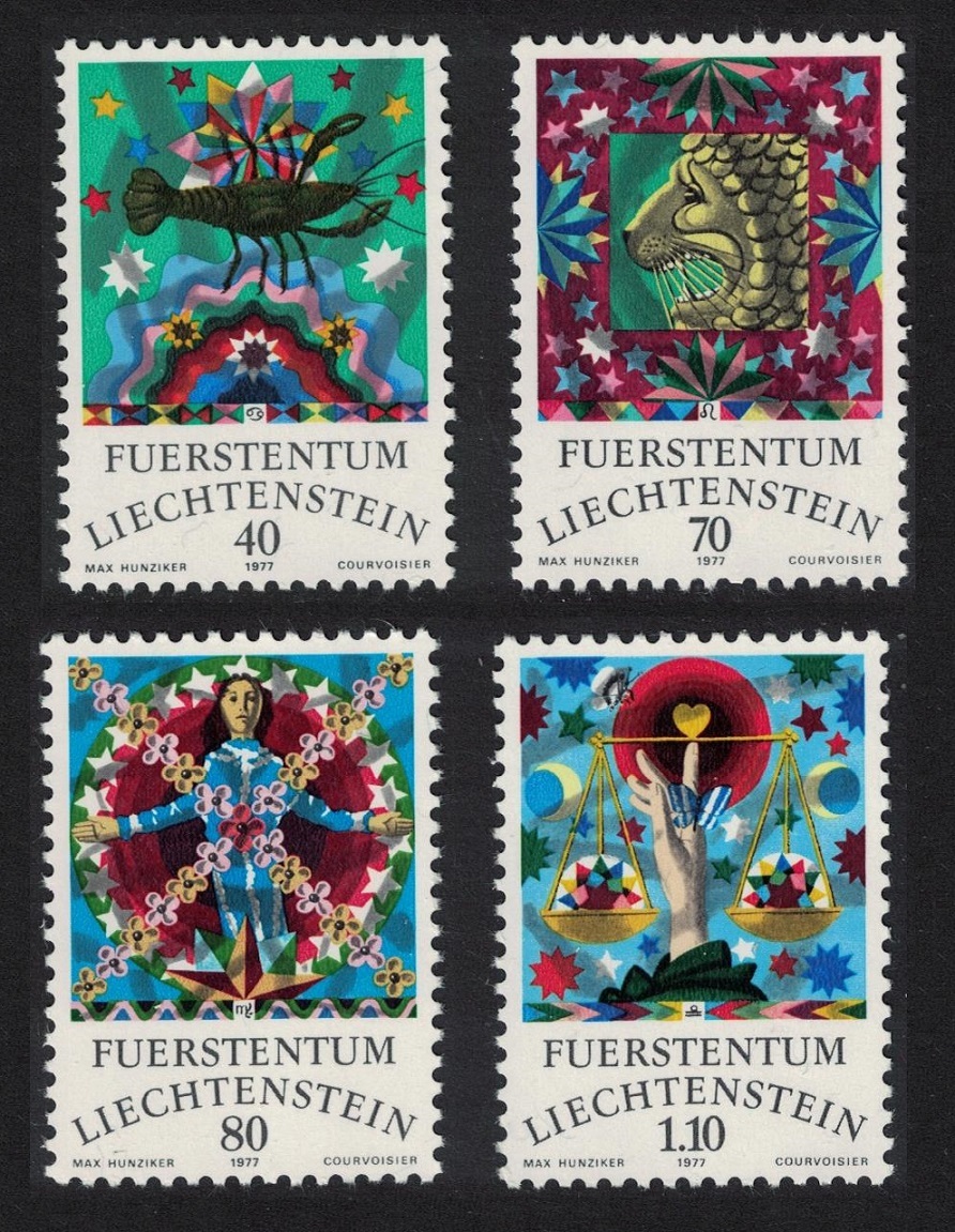 Liechtenstein Cancer Leo Virgo Libra Signs of the Zodiac 4v 1977 MNH SG ...