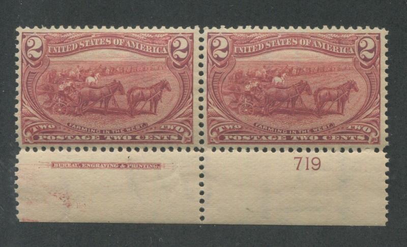1898 US Stamps #286 2c Mint Very Fine Plate # Pair Imprint Catalogue ...