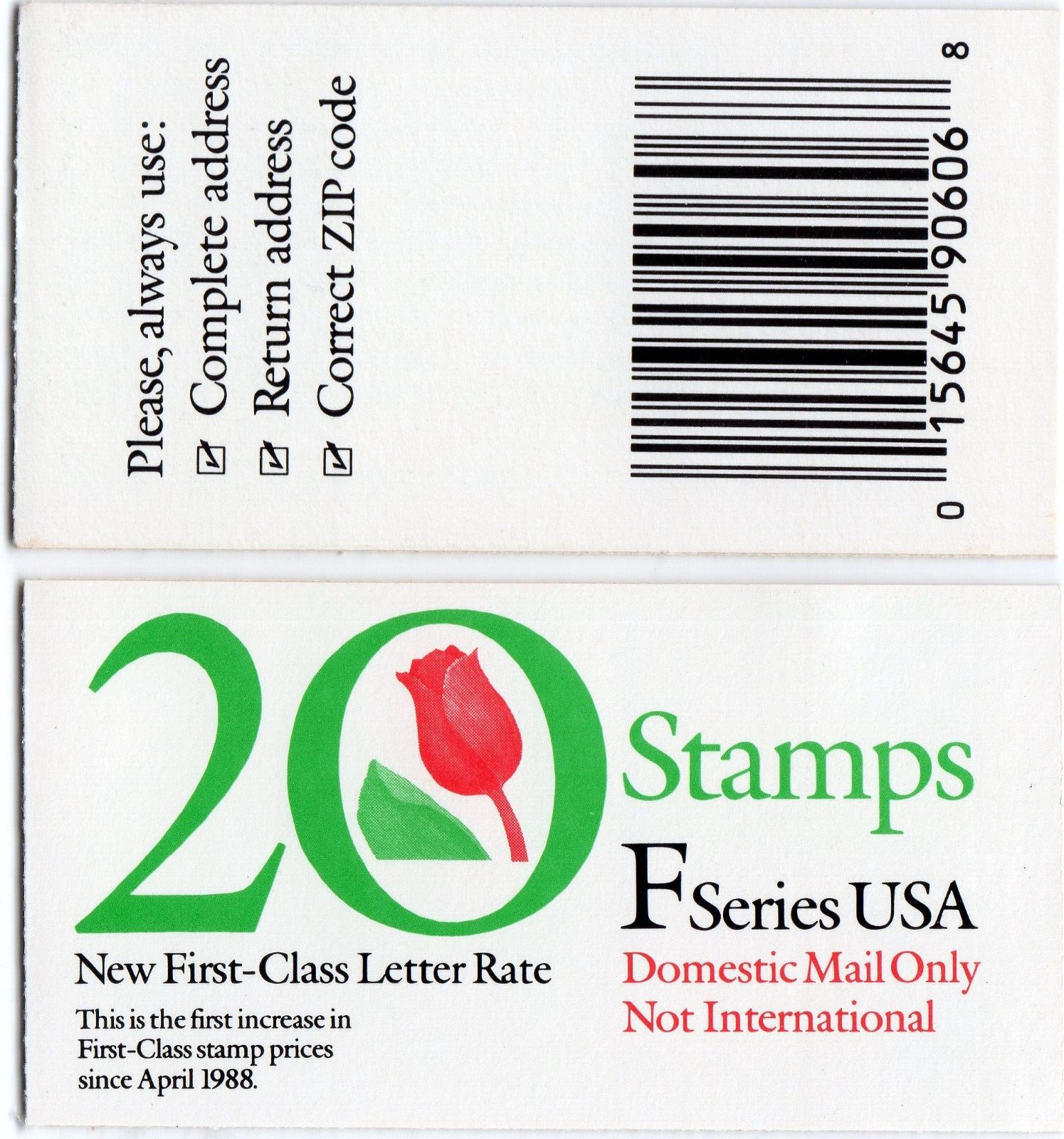 Scott #BK183 (2520a) 29¢ Tulip F Series Booklet of 20 Stamps - opened ...