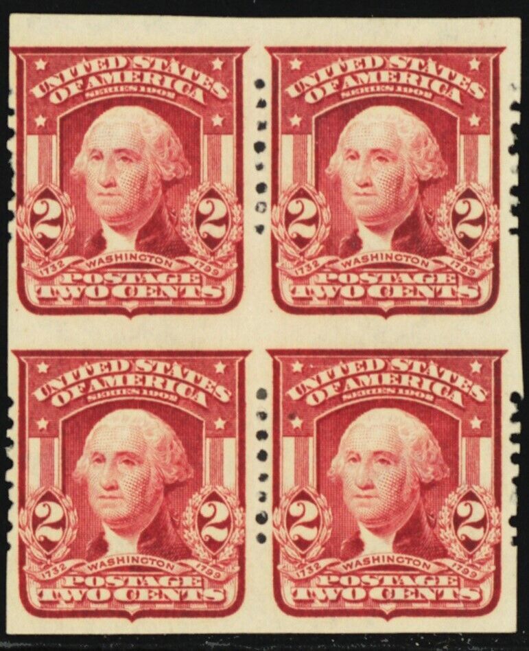 320, Mint LH Block of 4 Schermack Type 1-8 Hole Perforations PSE ...