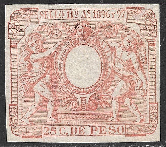 PUERTO RICO 1896-97 25c Sello Tax Stamp Revenue Cut Square MNG | Europe ...