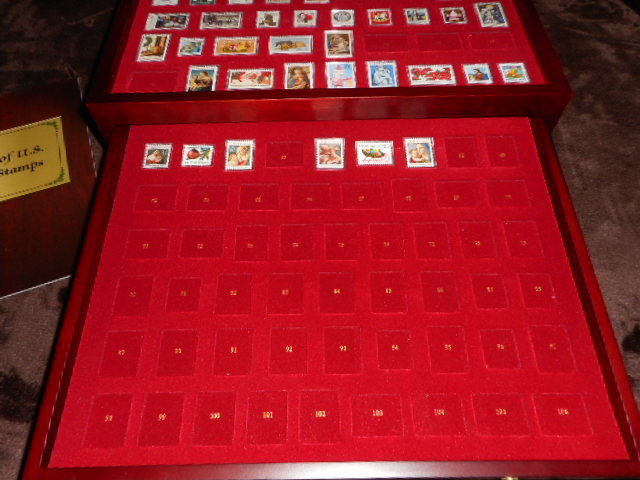 Treasury of U.S. Christmas Stamps - Slabbed Stamps in 2 Drawer Wood ...