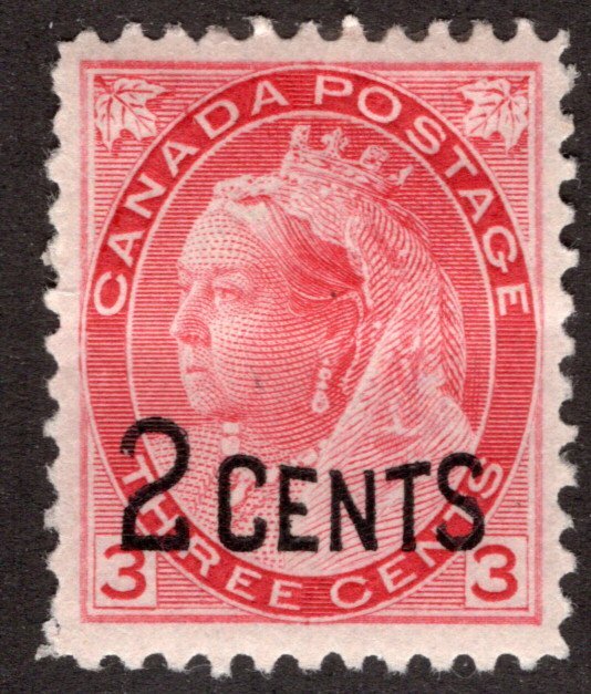 Scott 88, 2c on 3c Carmine, MHOG, VG/F, QV "Numeral" Provisional Issue ...