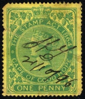 1885 Cape of Good Hope Revenue 1 Penny Queen Victoria Duty Stamp Used ...