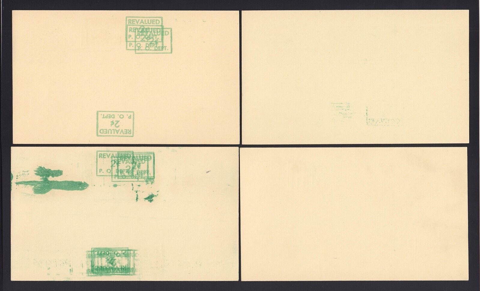 UX39 (4) Mint Postal Cards, MULTIPLE Surcharges Front/Back Group #12 ...