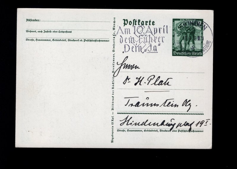 Germany Hitler Anschluss Austria Map Eagle Swastika Munich Vote Day ...