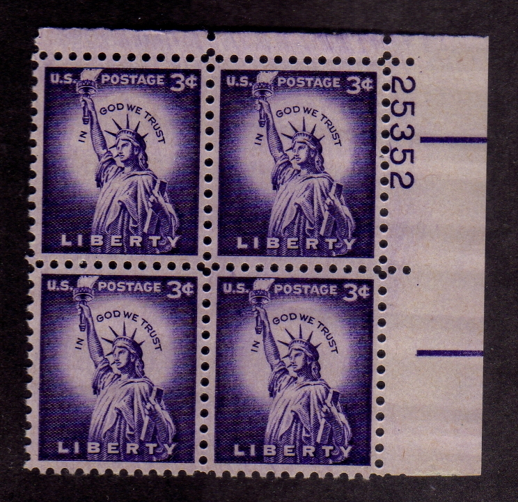 1035c 3c Liberty 25352 UR Plate Block | United States, General Issue ...