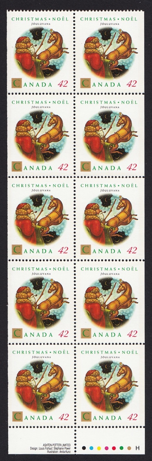 Christmas Santa Jouluvana * Canada 1992 MNH 1452b BOOKLET PANE of 10 | Canada, Stamp / HipStamp