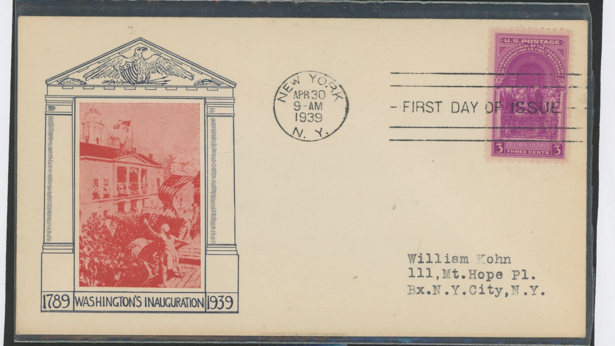 US 854 Washington Inauguration Grandy 1st day cachet addressed | United ...