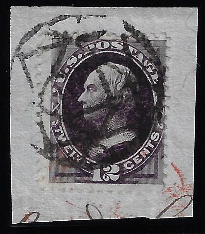 Scott #162 - $190.00 – Fine-used – Tied on small piece. Red NYFM ...