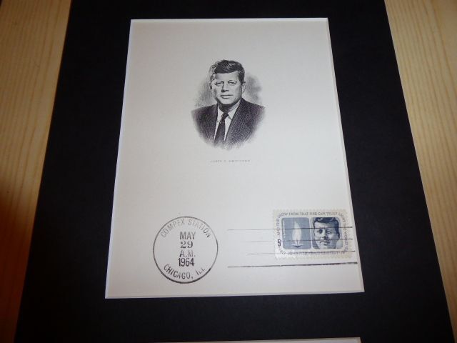 President John F. Kennedy JFK 1964 USA Card and Stamps mount size A4 ...