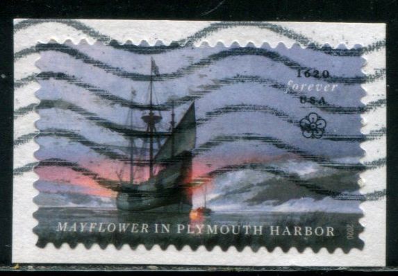 5524 US (55c) Mayflower in Plymouth Harbor SA, used on paper | United ...