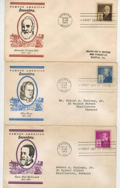 1940 FAMOUS AMERICANS SET OF 5 INVENTORS BY LINPRINT ELi Whitney ...