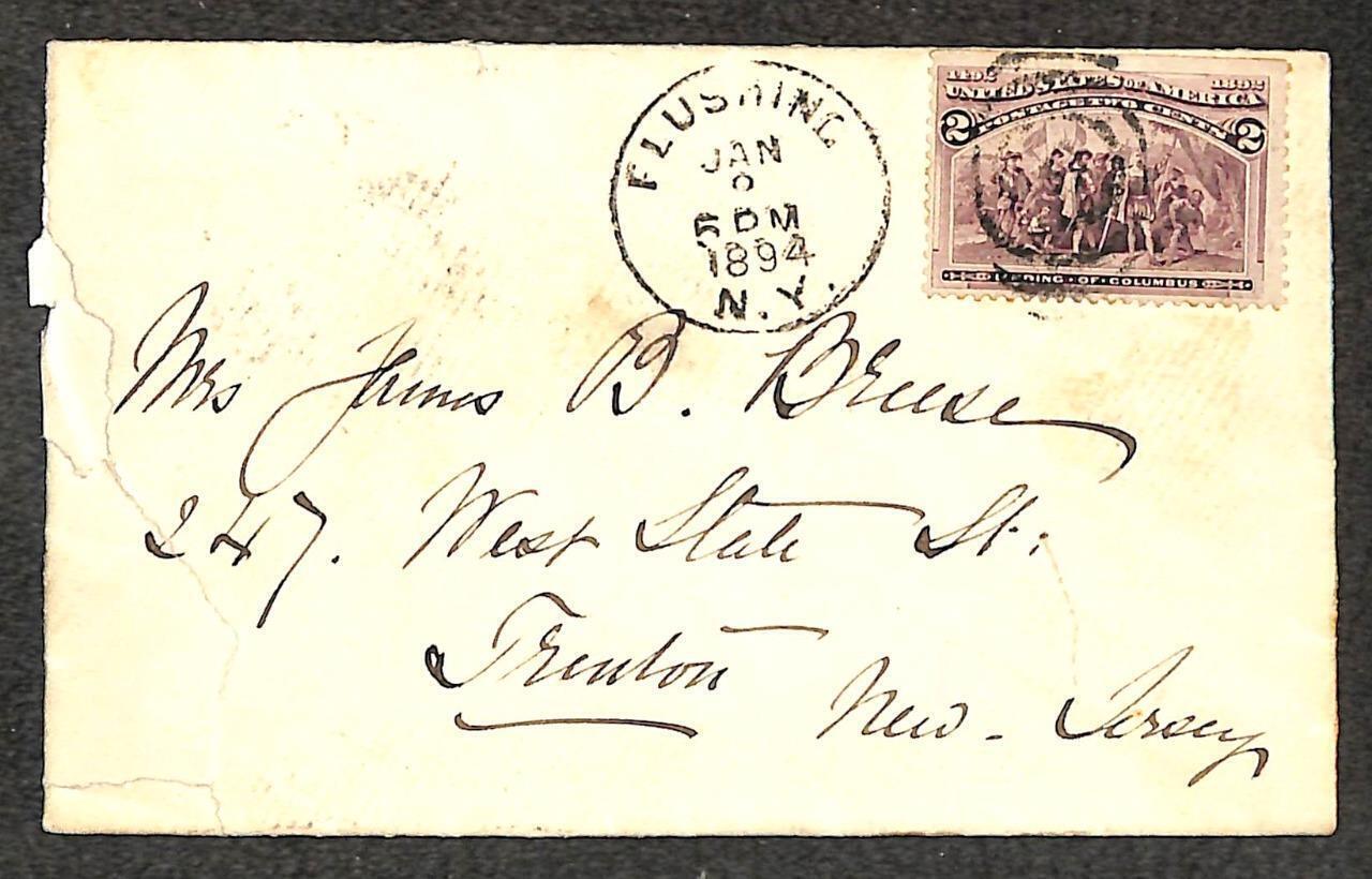 USA 231 Columbian Stamp Flushing New York to Trenton New Jersey Cover ...