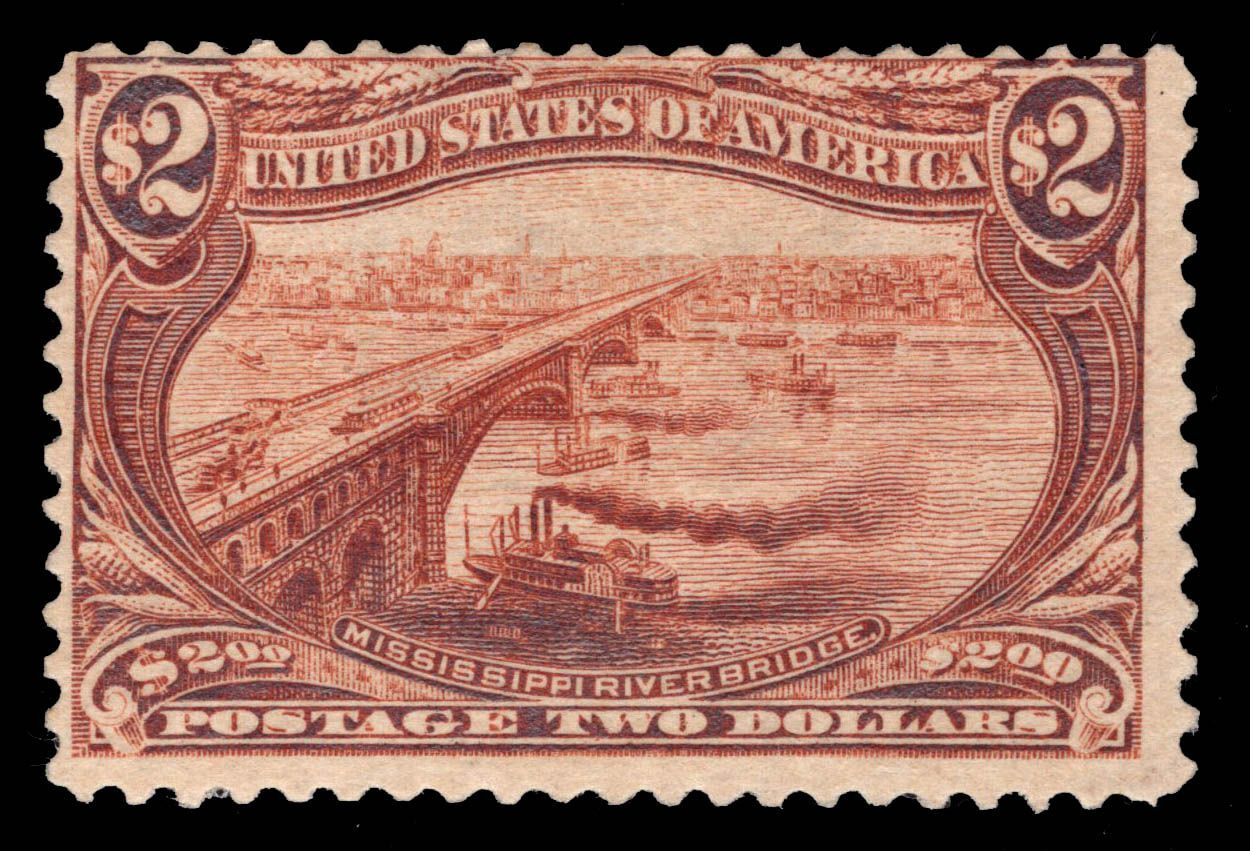 US Stamps # 293 $2 Trans-Miss Mint OG VLH CAT. $2,000 LOT #25548 ...
