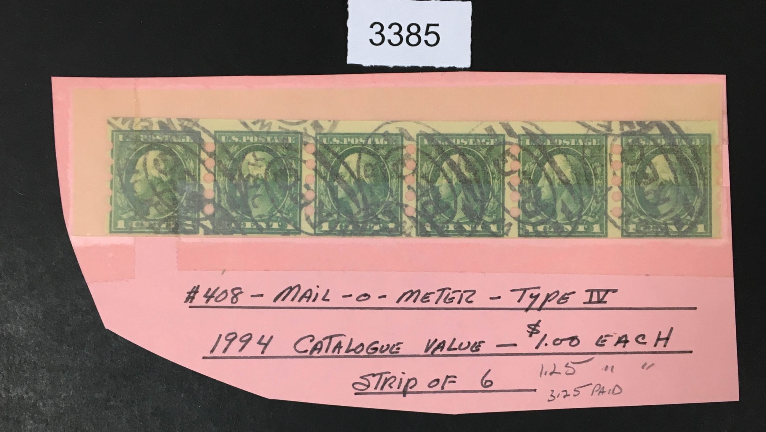 US Stamps # 408 Type-Iv Strip of 6 Used LOT #3385 | United States ...