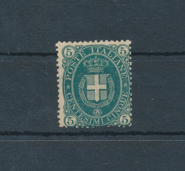 1889 Italy - Kingdom, 5 cent dark green - Signatures on reverse ...