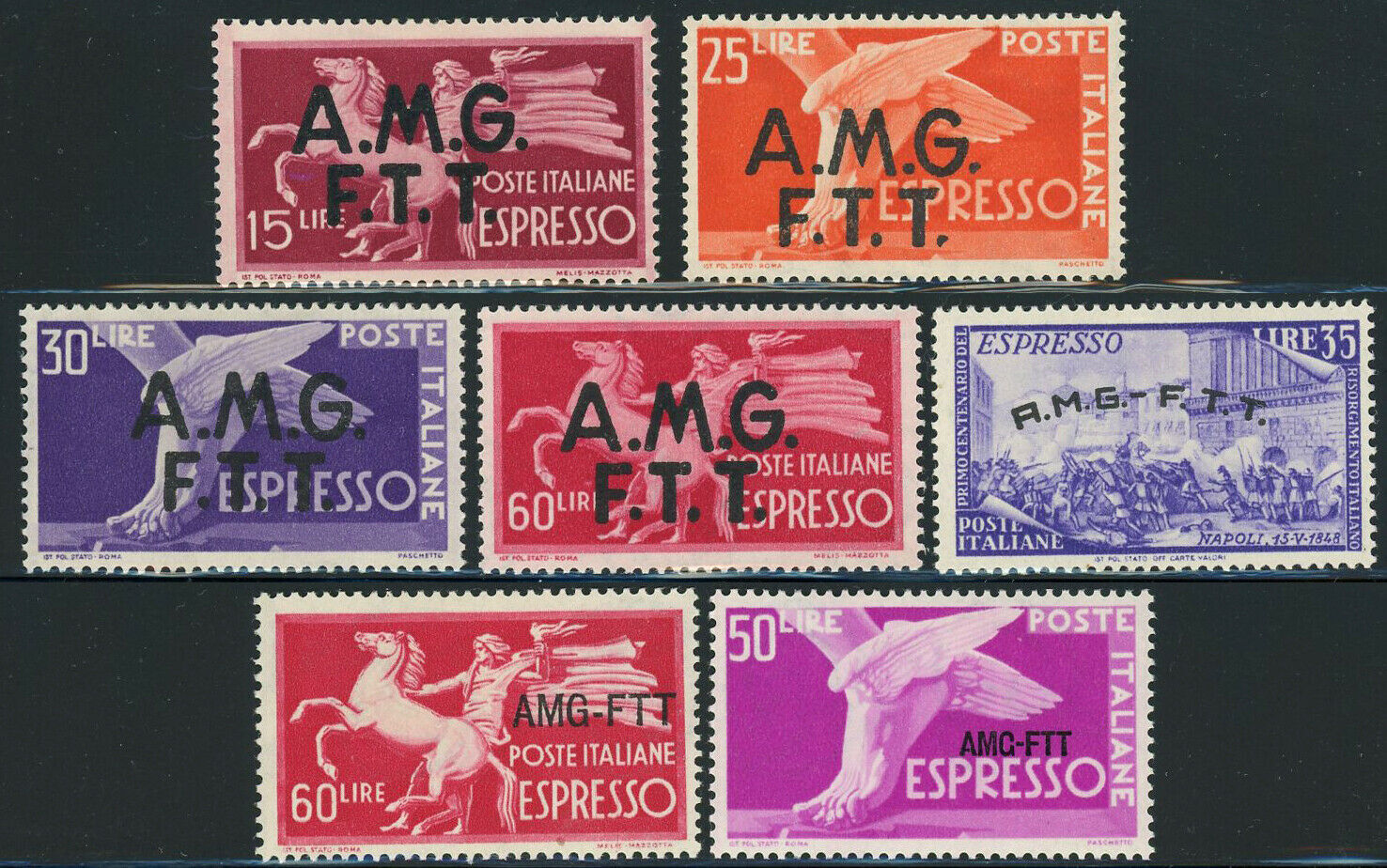 Italy TRIESTE #E1-E7 Special Delivery Stamps AMG FTT Postage Collection ...