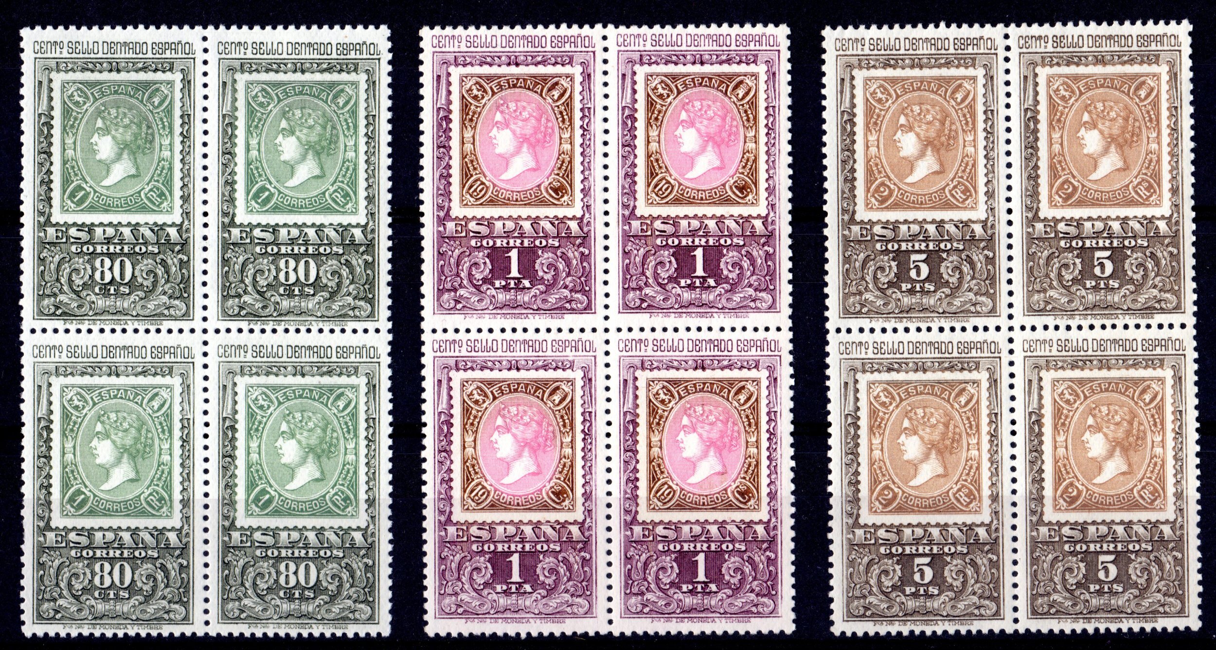 Spain 1965 Sc#1327/1329 Centenary 1st.Spanish Perforated Stamps Block ...