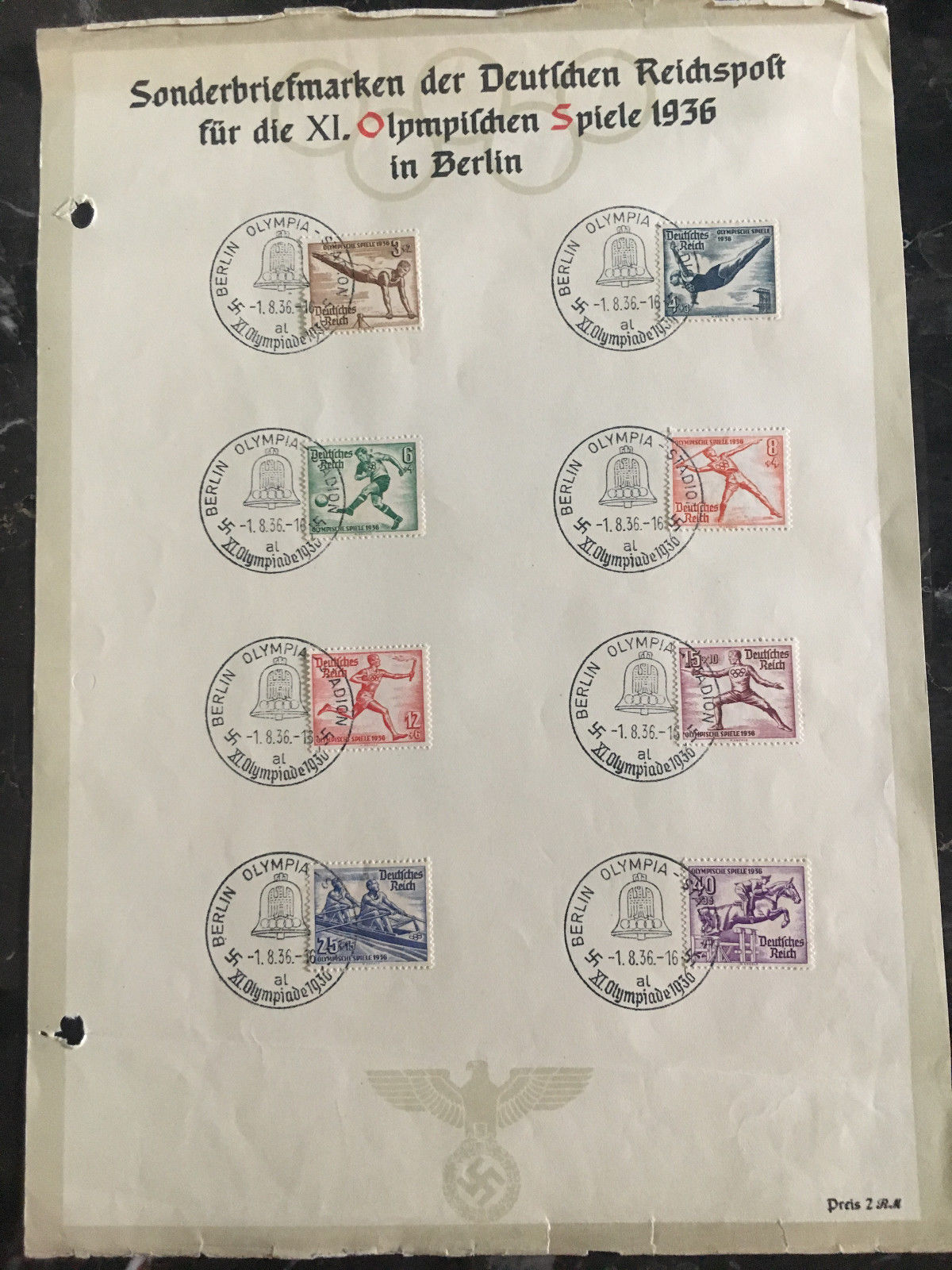 1936 Germany Olympics Set Special Commemorative Sheet with Opening Day ...