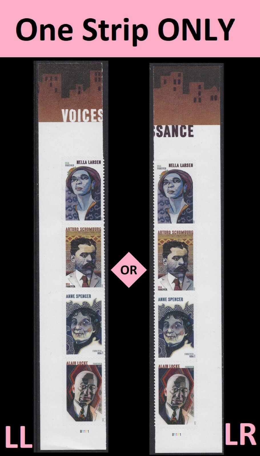 US 5474a Voices of the Harlem Renaissance F plate strip (1 strip) MNH ...