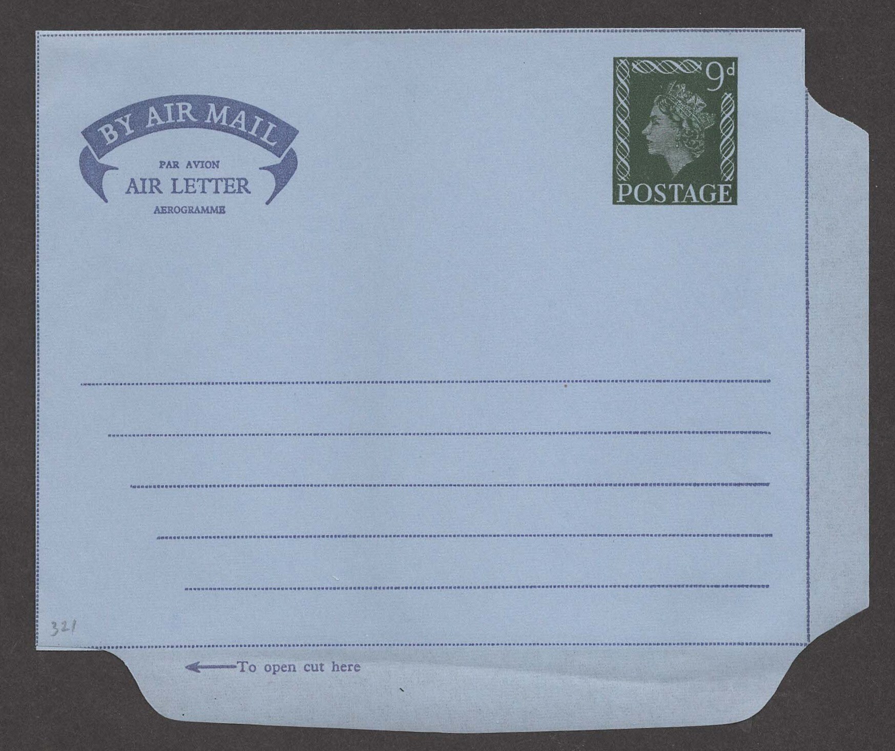 Great Britain Aerogramme "Stamped to Order" 9d. Letterpress 1967 (1 ...