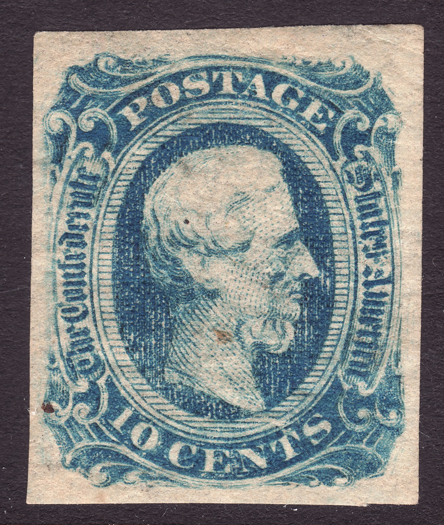 1863-64 Confederate States Jefferson Davis 10¢ issue Drk Blue MH Sc ...
