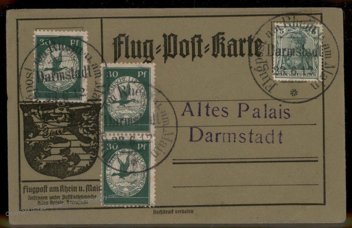 German 1912 Zeppelin Schwaben MiIIIx3 Sieger 12a Airmail Card 91385 ...